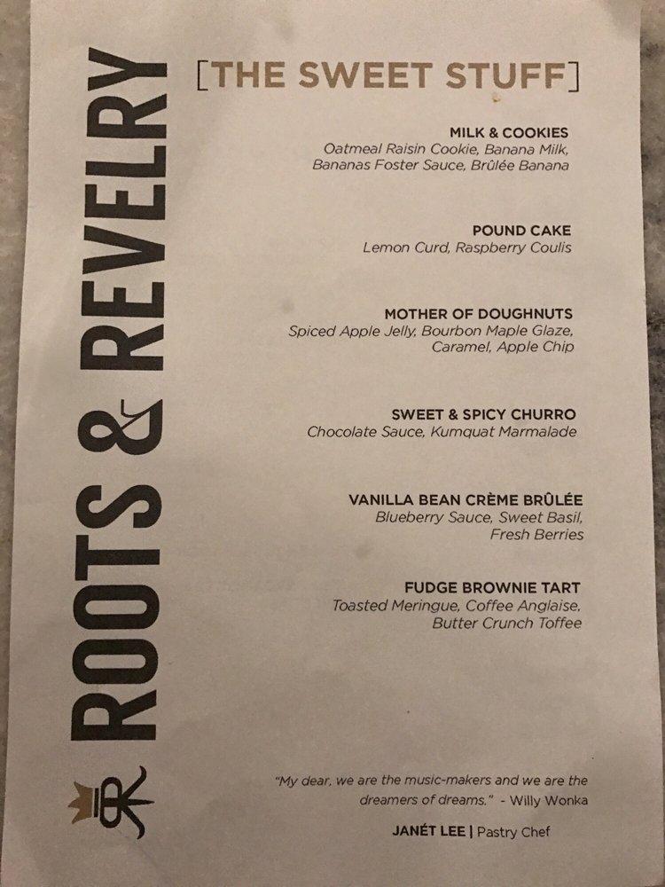 Menu at Roots & Revelry pub & bar, Birmingham