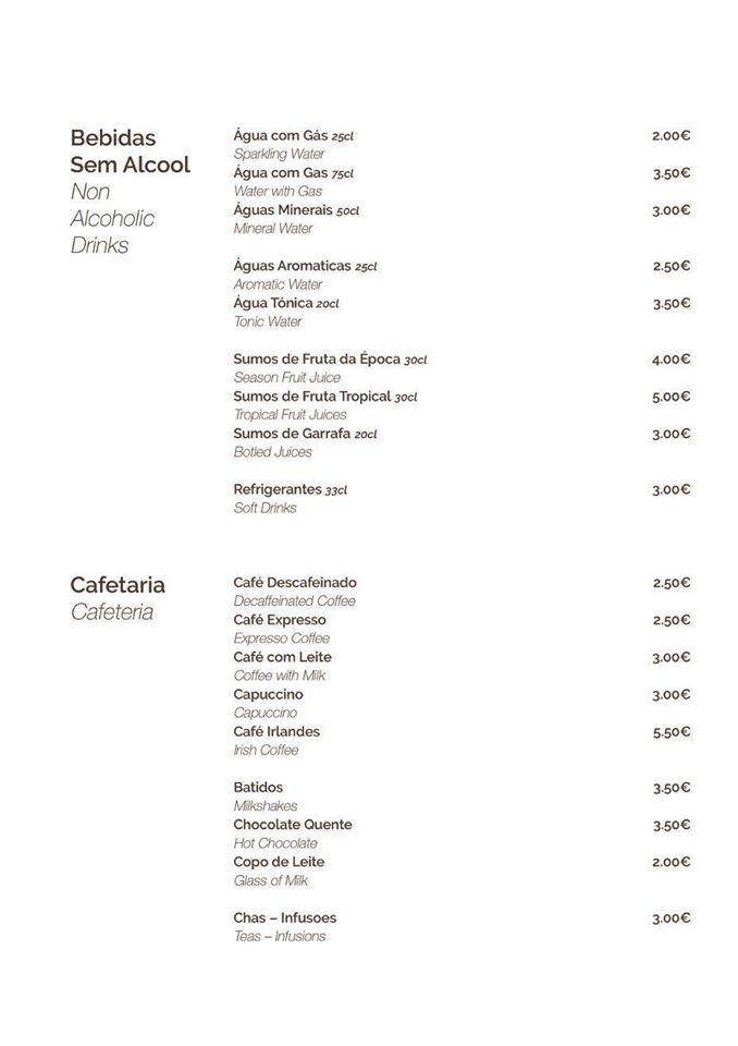 Menu at Tabik Restaurant, Lisbon