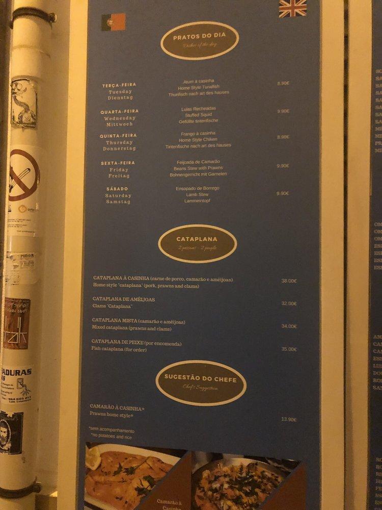 Menu em Casinha do Petisco restaurante, Lagos
