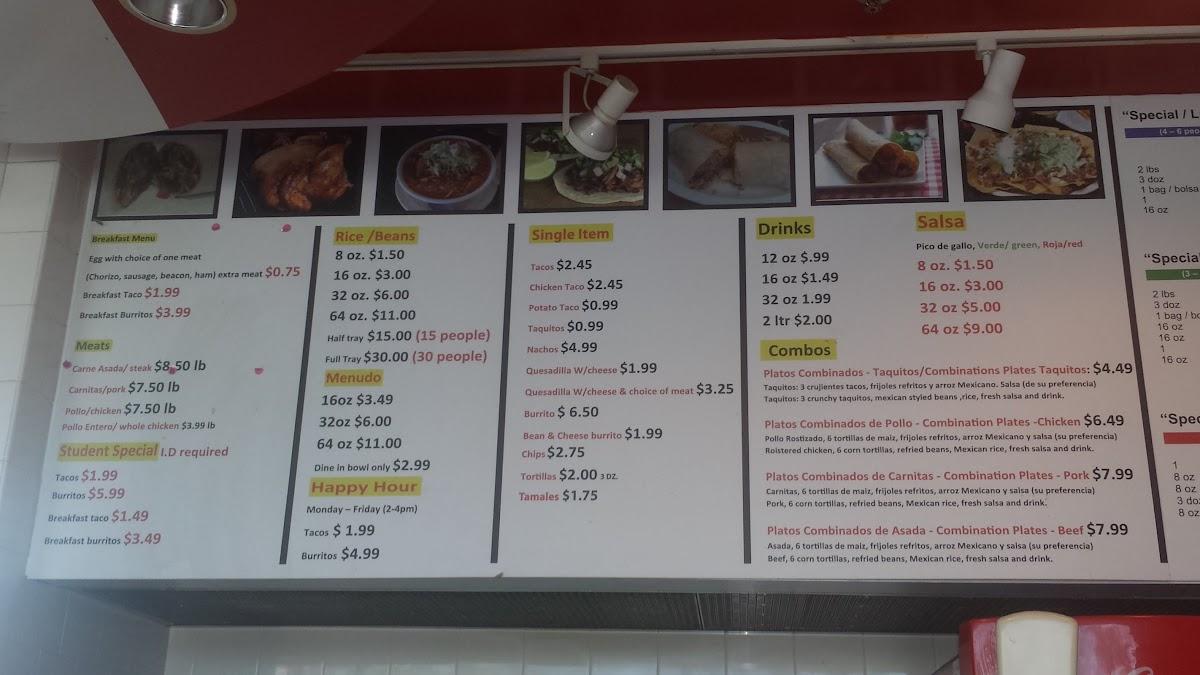Menu at El Toro Bravo restaurant, Tustin, El Camino Real # B