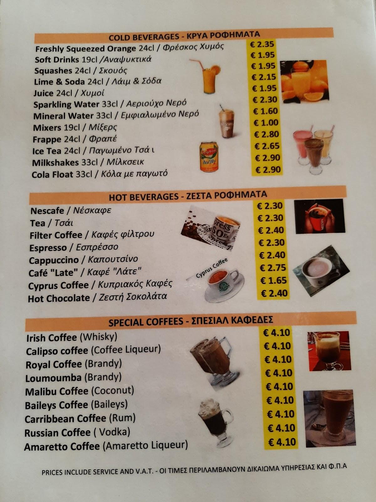 Menu at Friendship Bar And Cafe, Paphos