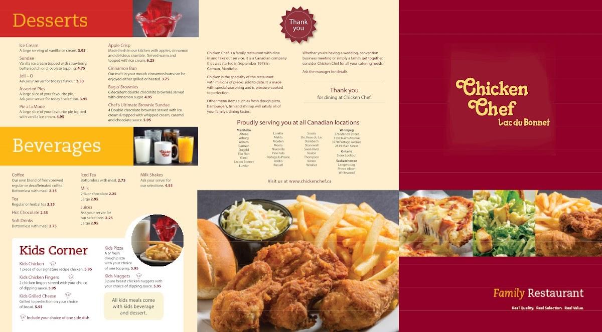 Menu at Chicken Chef - Lac Du Bonnet pizzeria, Lac du Bonnet