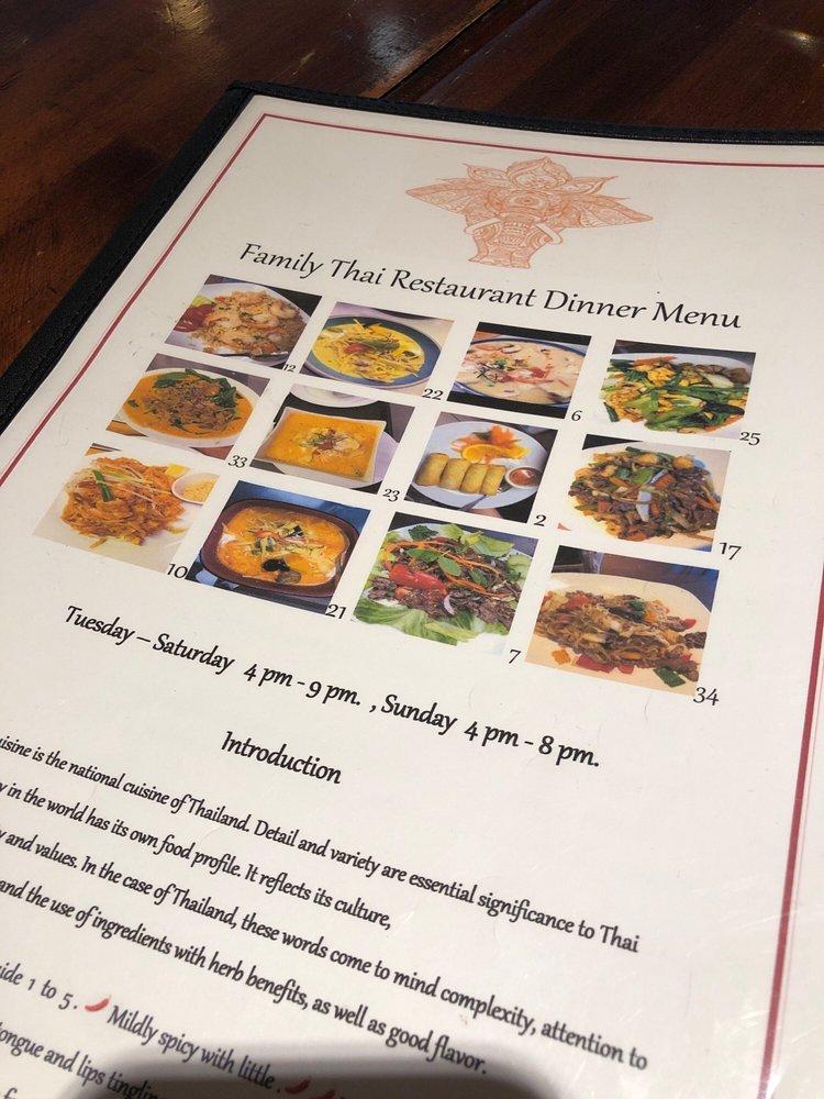 Menu at Family Thai Restaurant, Cranbrook