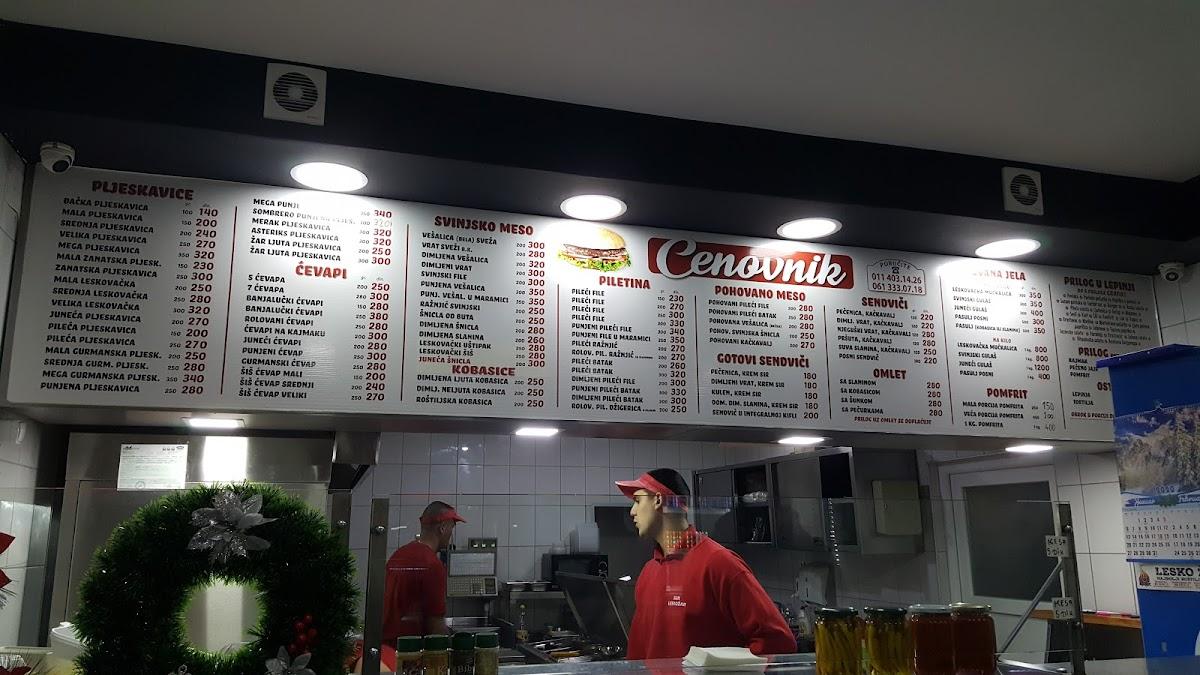 Menu at LESKO ŽAR restaurant, Belgrade, Patrisa Lumumbe 71g
