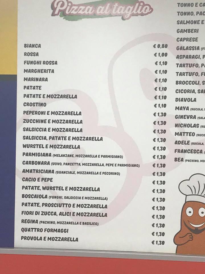 Menu at Lions Pizza restaurant, Rome