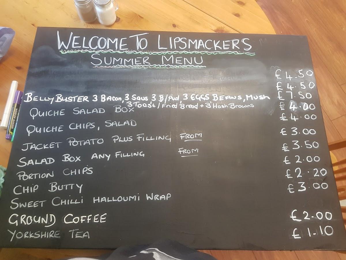 Menu at Lip Smackers cafe, Stokesley