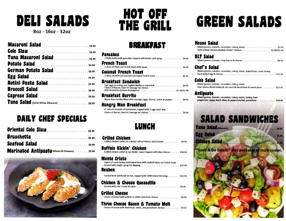 Menu at Ray’s Helova Deli restaurant, Lake George