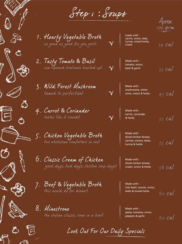 Menu at Soup Stop cafe, Dublin, 22 Harcourt Road