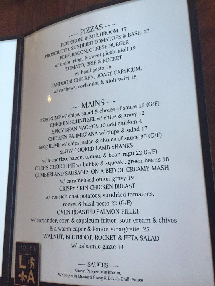 Menu at The Lord Alfred pub & bar, Brisbane City, 68 Petrie Terrace