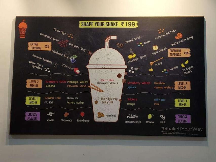 Menu at The Thickshake Factory, Chennai, No 1