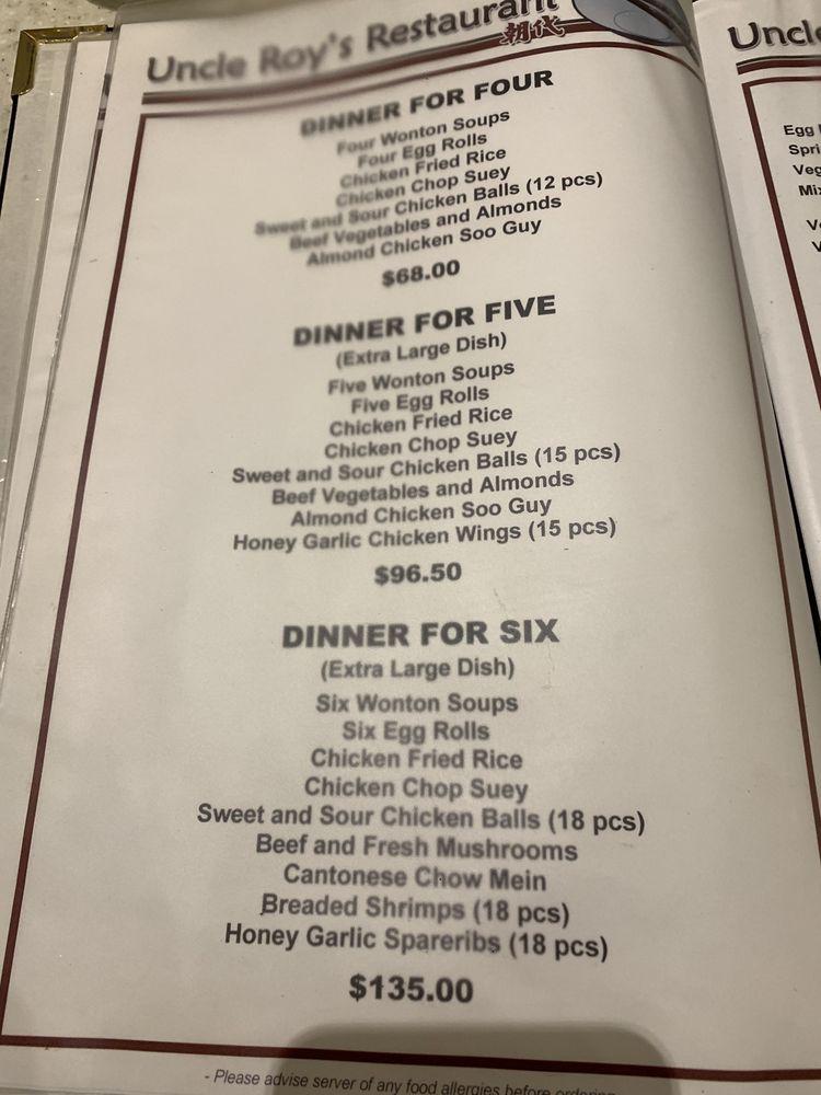 Menu at Uncle Roy's Restaurant, Midland