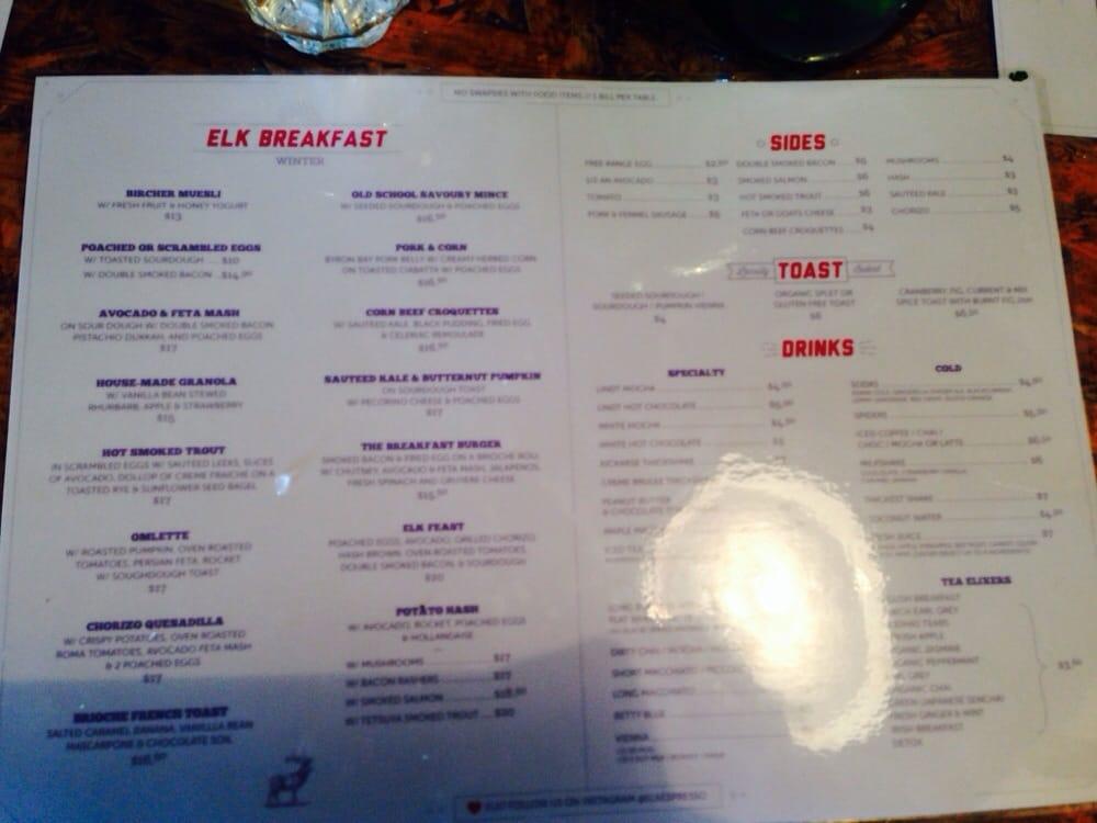 Menu at ELK Espresso cafe, Broadbeach, Shop G044 Oasis Shopping Centre