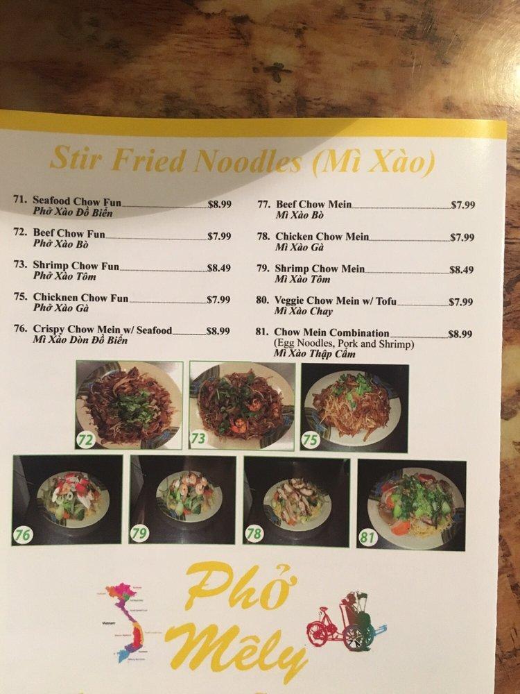 Menu at Pho Mely restaurant, Bellflower