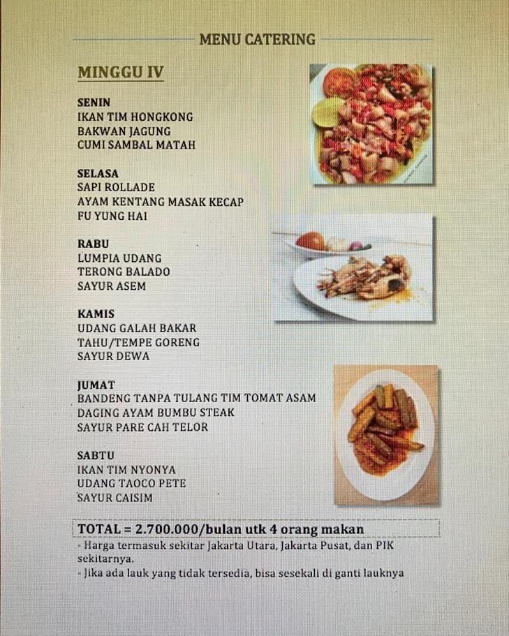 Menu at REZEKI SEAFOOD PLUIT restaurant, Jakarta