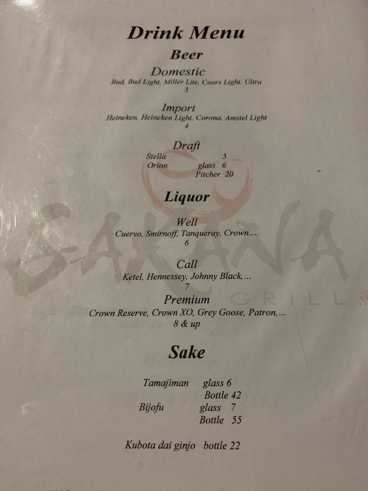 Menu at Sakana Grill pub & bar, Honolulu