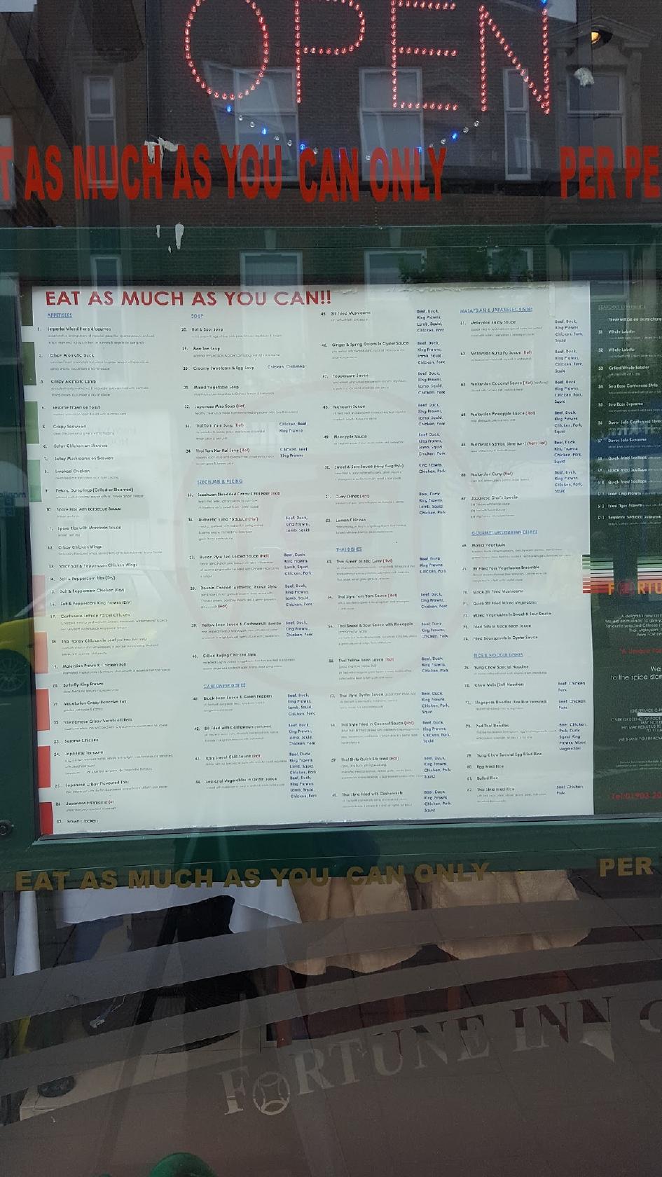 Menu at Fortune Inn Chinese Restaurant, Worthing, 51 Chapel Rd
