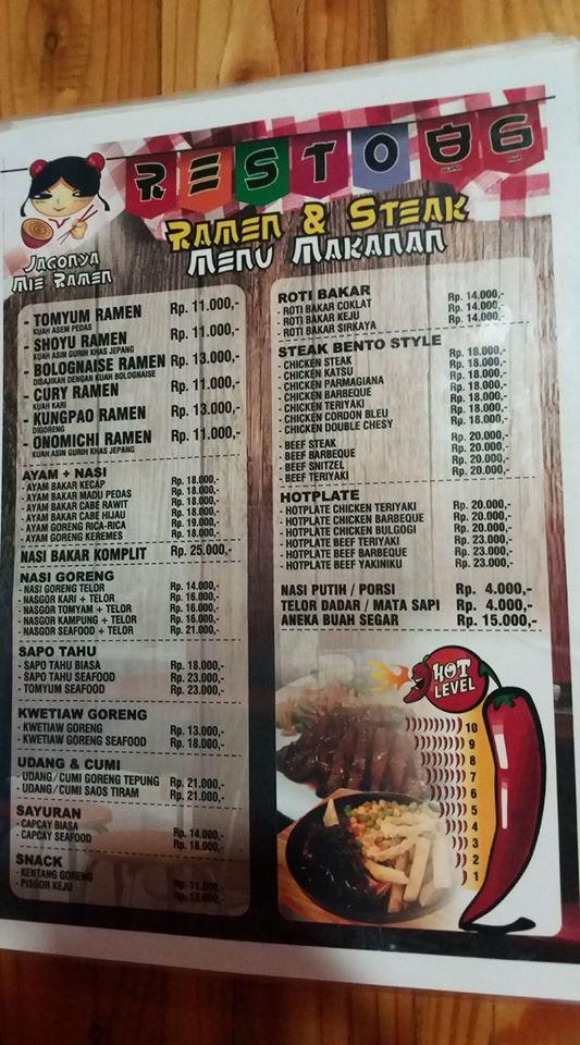 Menu at Resto86 Ramen & Steak restaurant, Sungai Liat