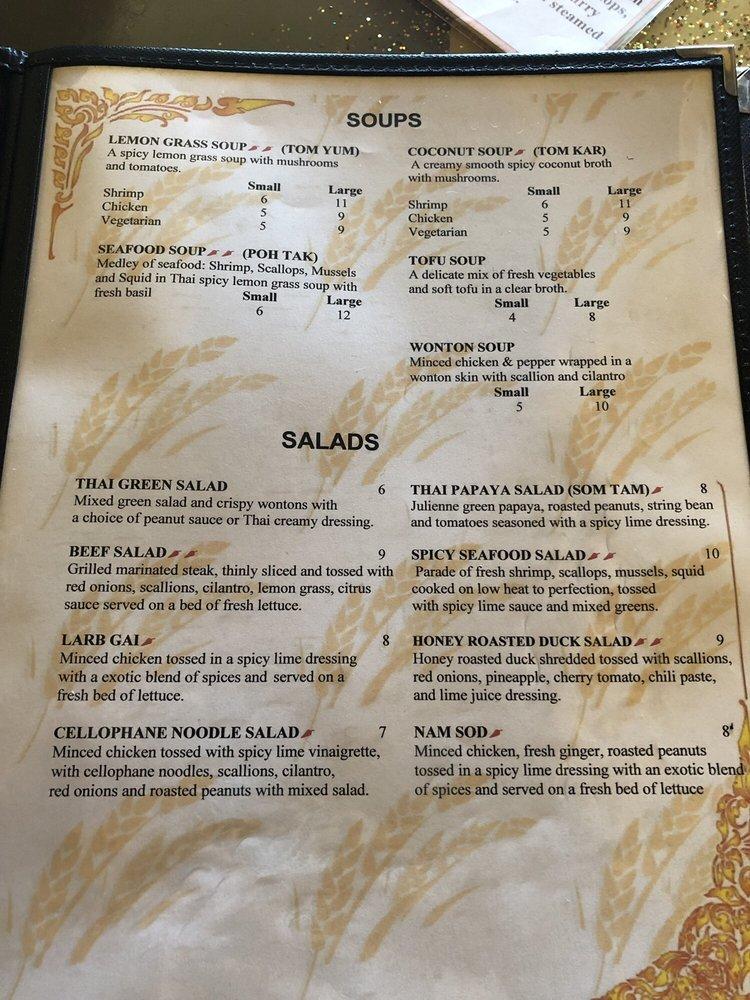 Menu at Thai Winchester II restaurant, Winchester