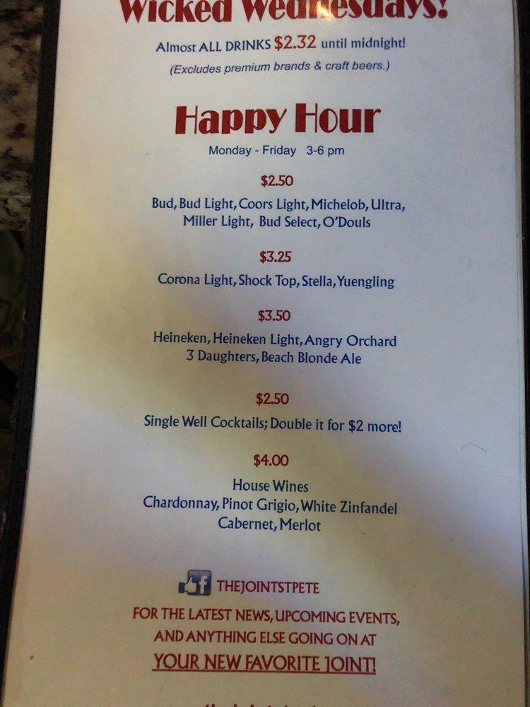 Menu at The Joint St. Pete pub & bar, Saint Petersburg