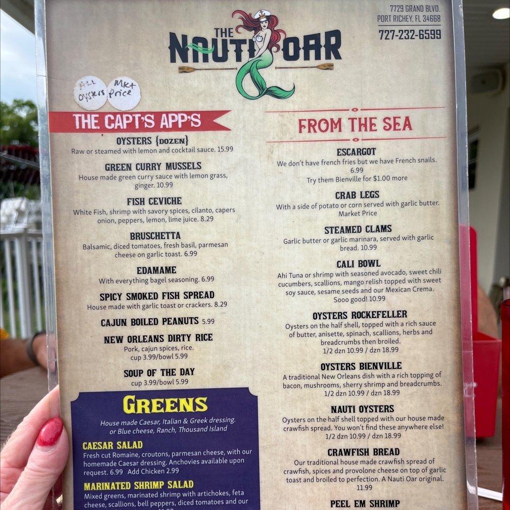 Menu at The Nauti Oar pub & bar, Port Richey