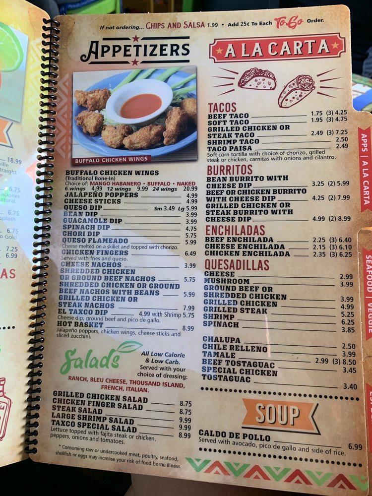 Menu at El Taxco Mexican Grill & Bar, Somerset, 918 S Hwy 27