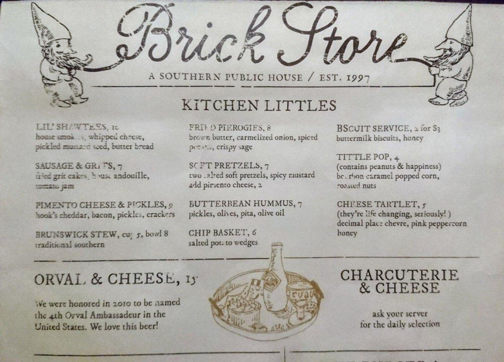 Menu at Brick Store Pub, Decatur