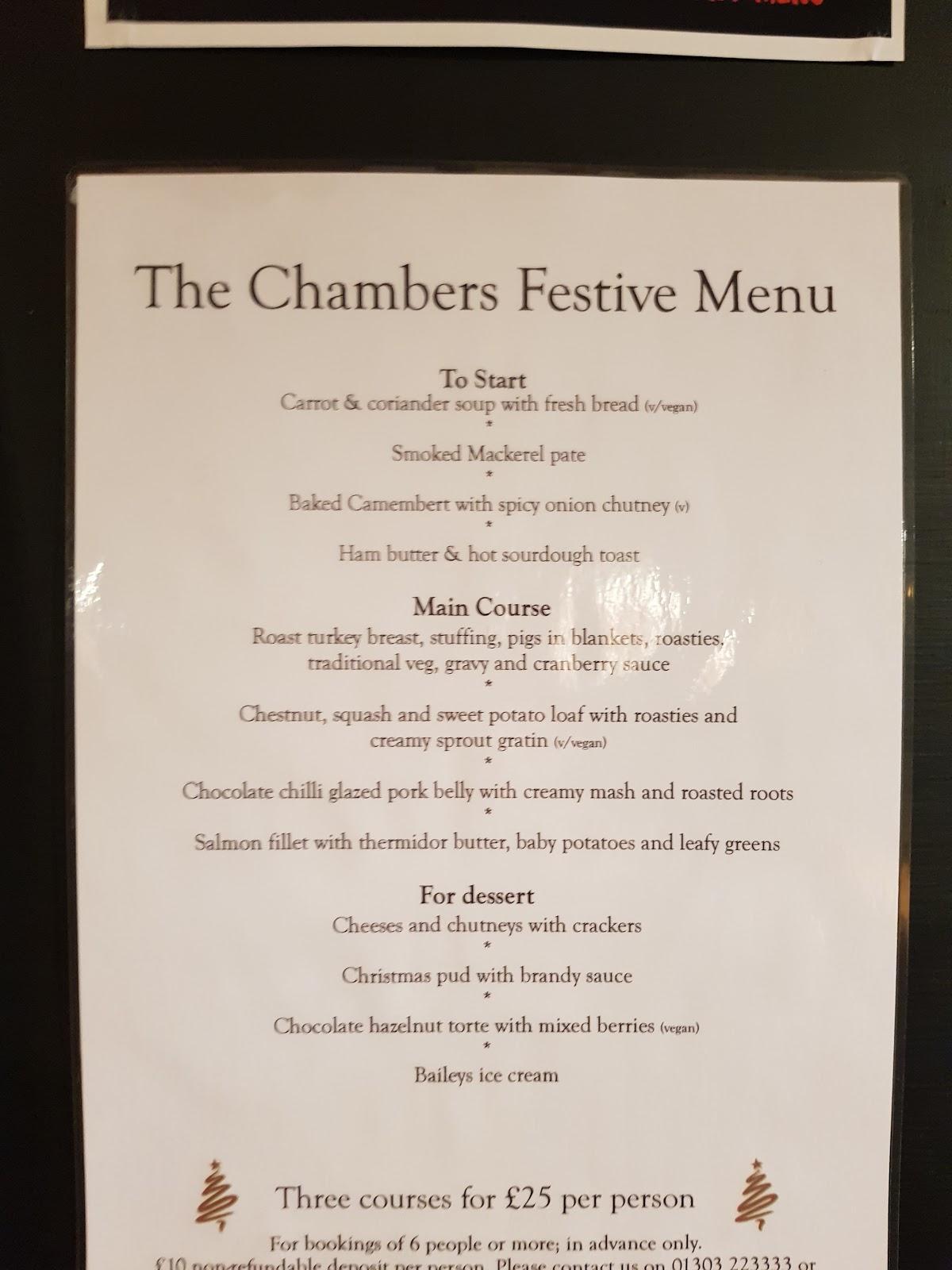 Menu at The Chambers pub & bar, Folkestone