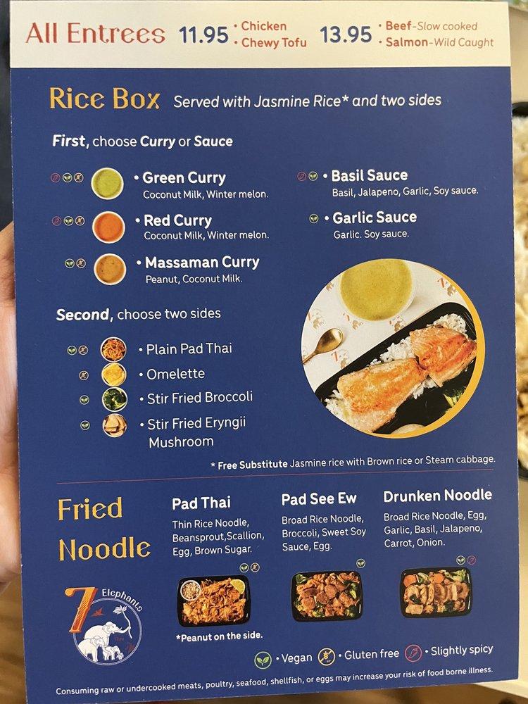 Menu at 7 Elephants restaurant, New York City