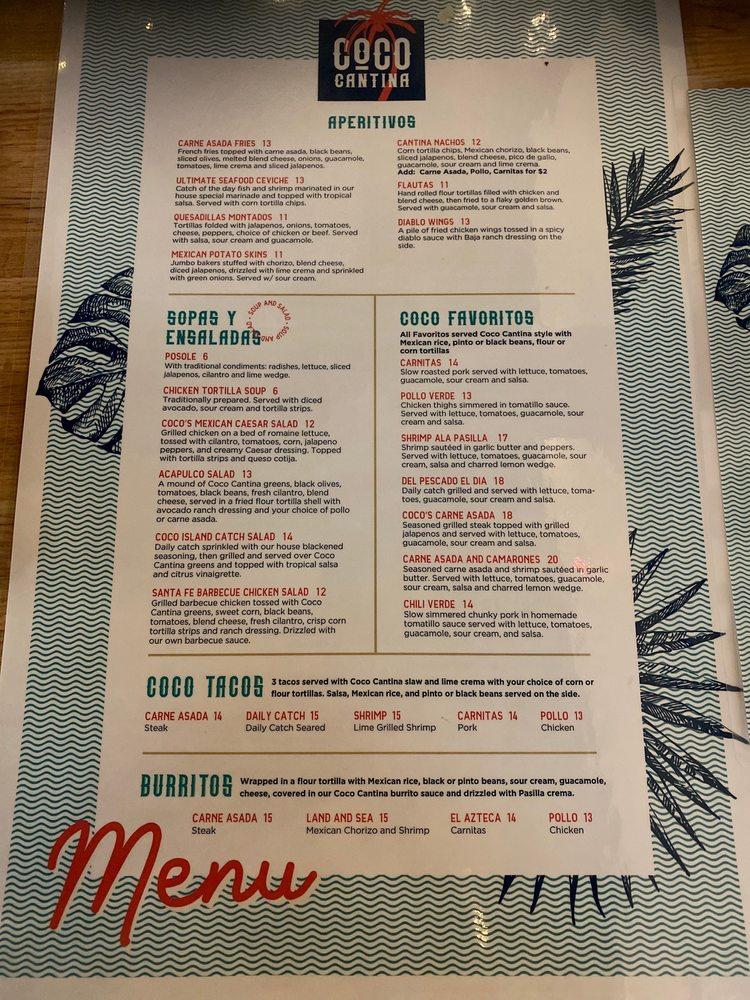 Carta del pub y bar Coco Cantina Pahoa, Pāhoa, 15-2714 Pahoa Village Rd