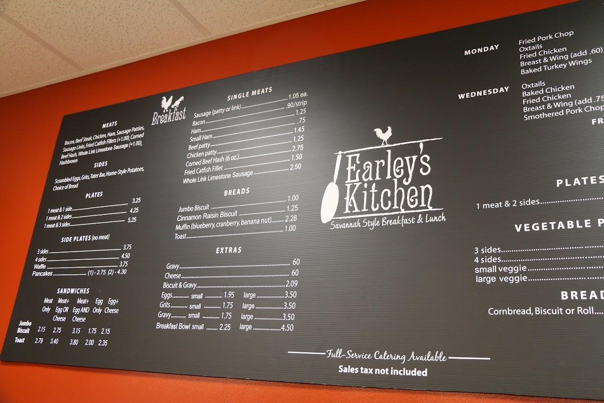 Menu at Earley's Kitchen restaurant, Tallahassee
