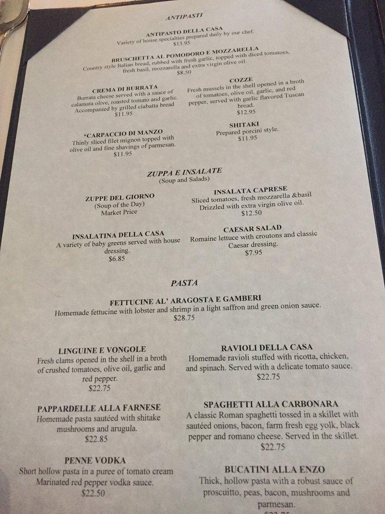 Menu at Enzo's on the Lake restaurant, Longwood
