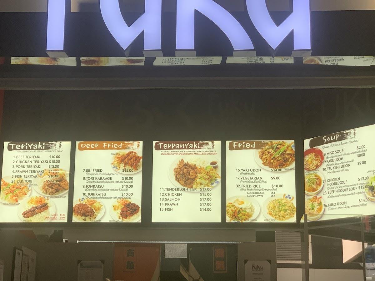 Menu at Fuku restaurant, Broadbeach