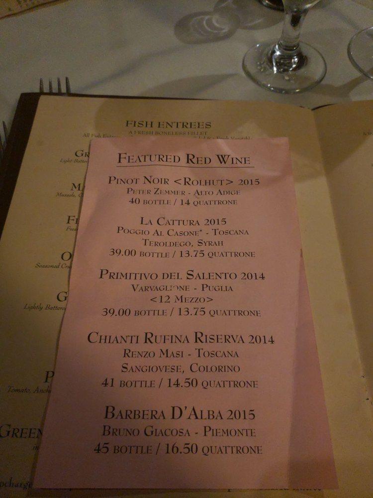 Menu at La Cena Ristorante restaurant, Jacksonville, 911 Edgewood Ave S