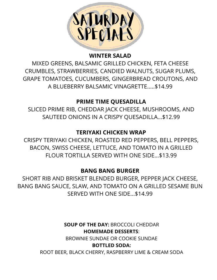 Menu at PJ's Bar & Grill, Bellingham