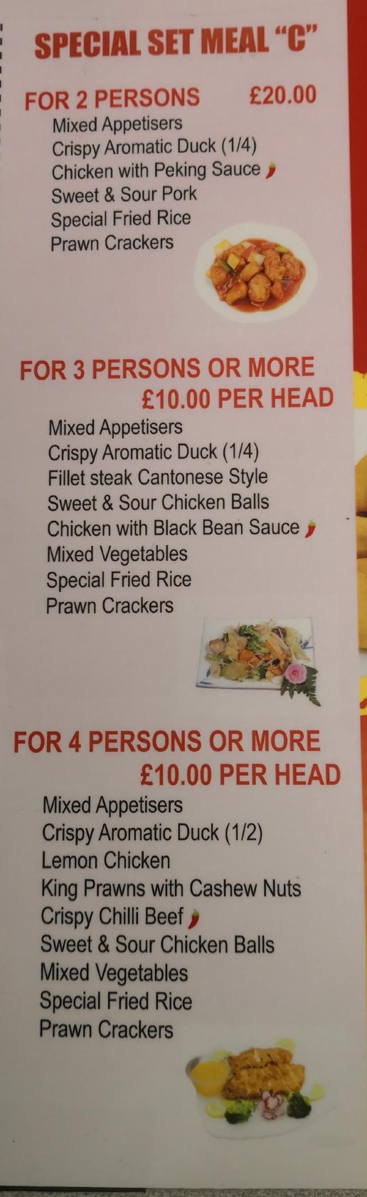 Menu at Pang's Cantonese Takeaway fast food, Peterborough