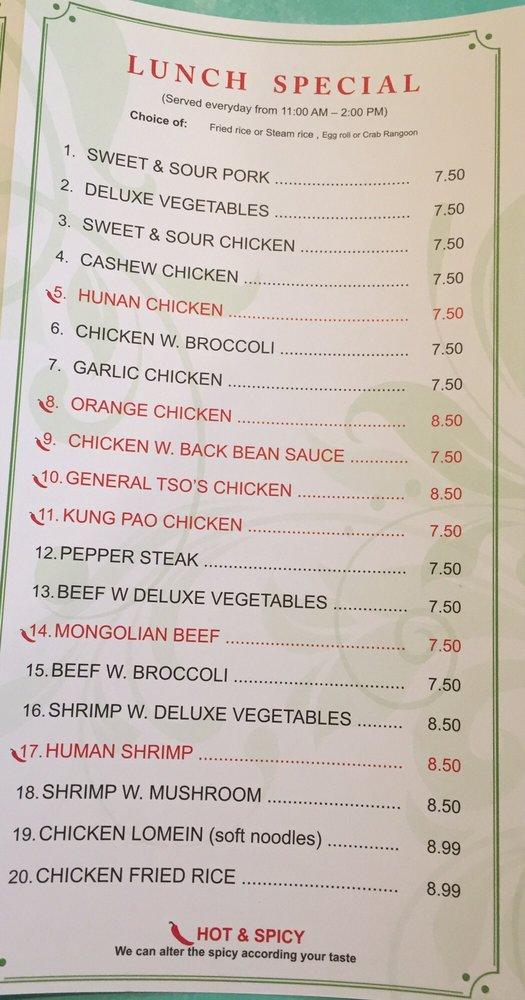 Menu at Sam's Chinese Kitchen restaurant, Clarion