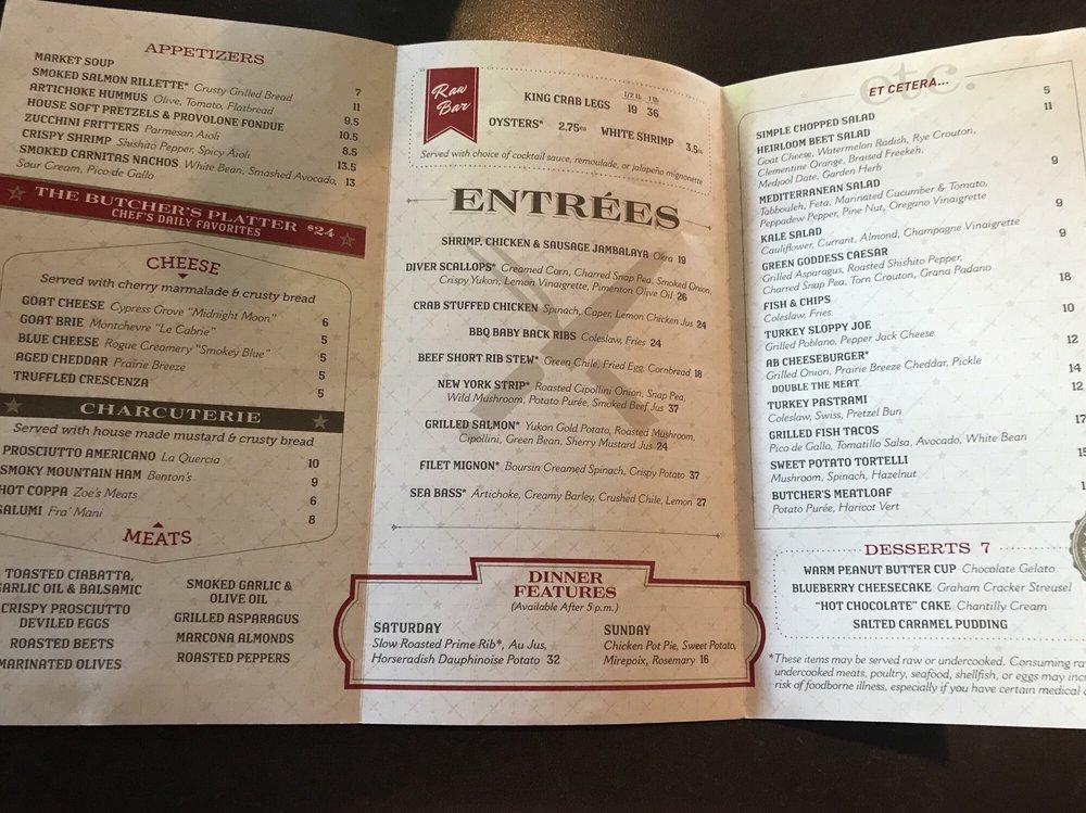 Menu at The Arrogant Butcher restaurant, Phoenix