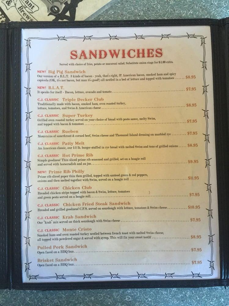 Menu at Cadillac Jack's Saloon & Grill pub & bar, Pendleton