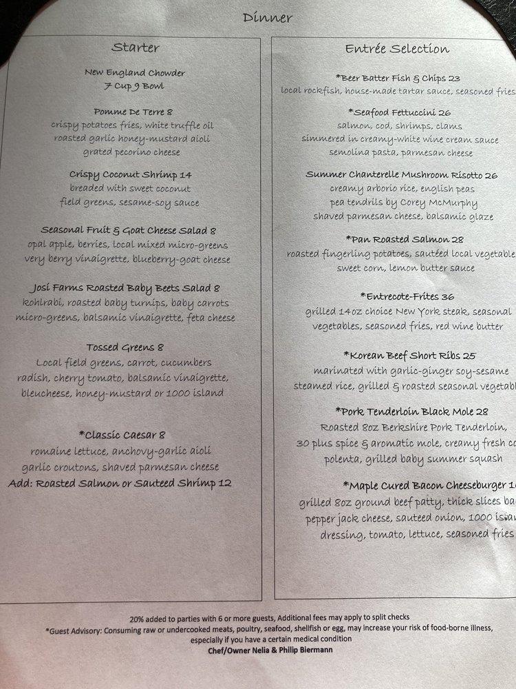 Menu at Pacific Restaurant, Tillamook, 205 Main Ave