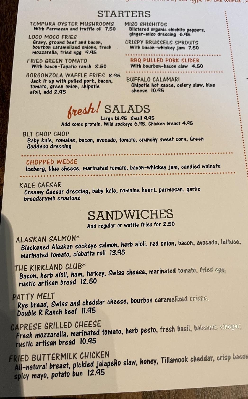 Menu at Stack 571 Burger and Whiskey Bar - Kirkland, Kirkland