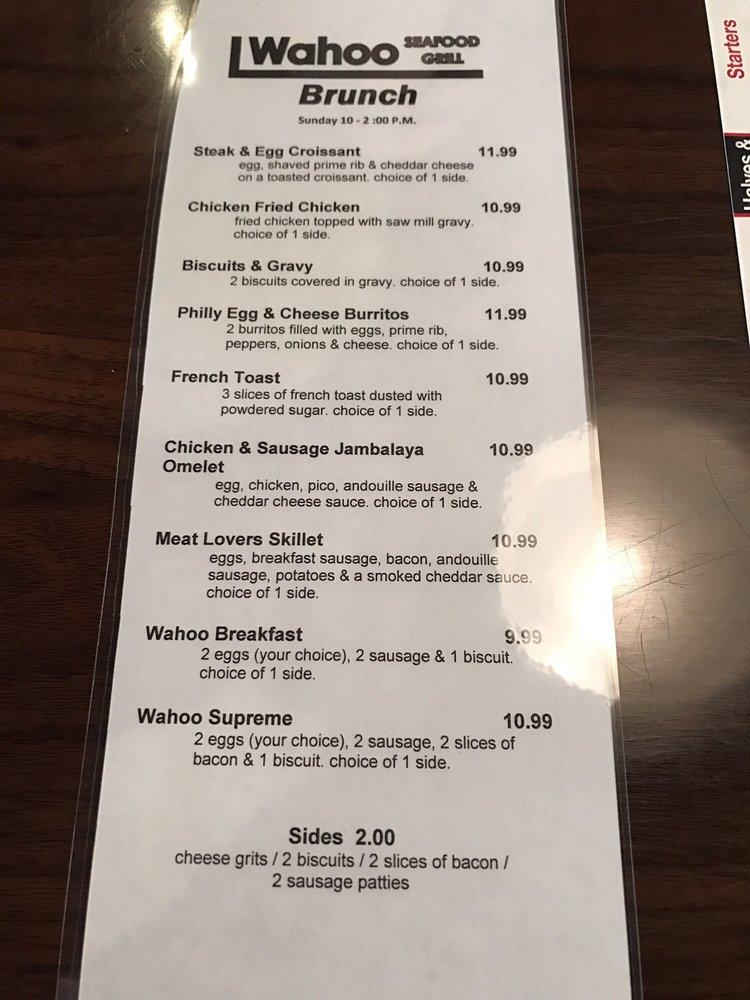 Menu at Wahoo Seafood Grill & Sports Bar, Tallahassee