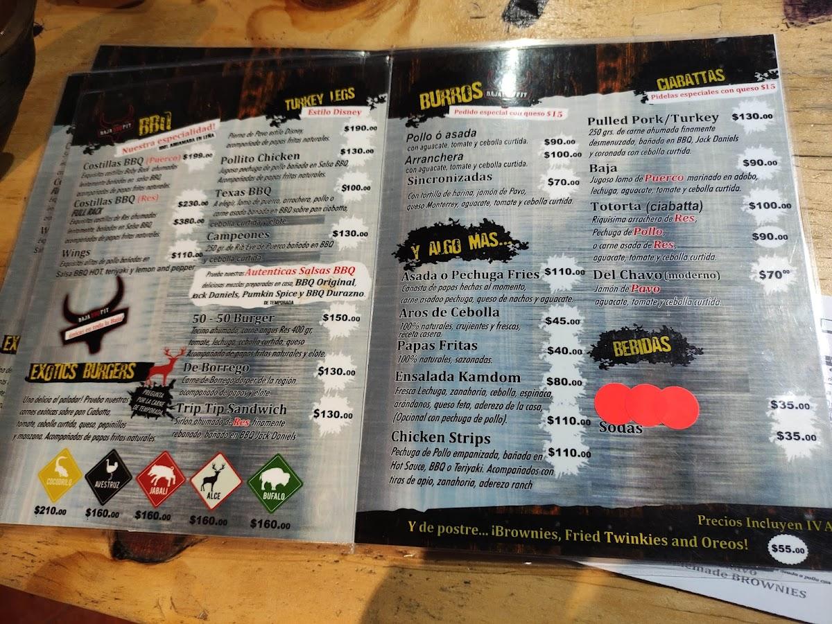 Menu at Baja BBQ Pit, Tijuana, Blvd. Manuel Jesus Clouthier