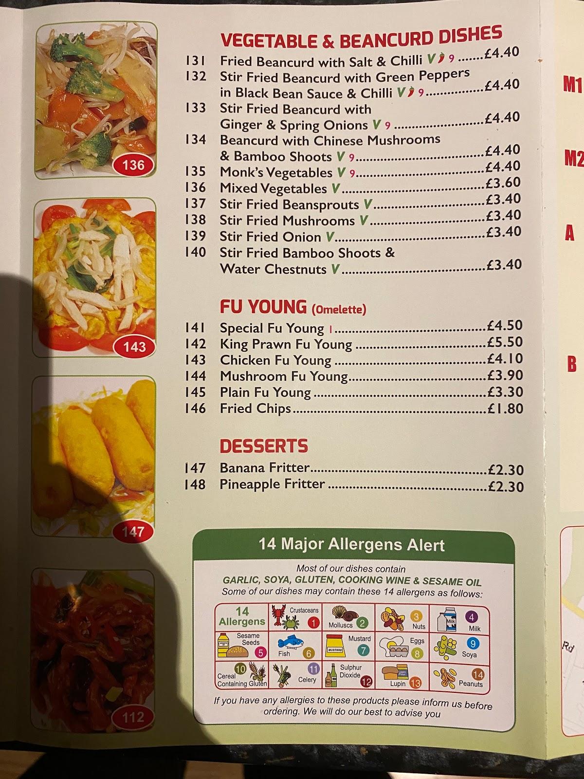 Menu at Golden Palace restaurant, Ipswich