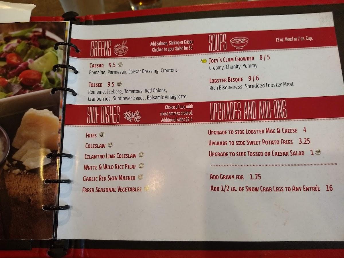 Menu at Joey’s Fish Shack restaurant, Lethbridge