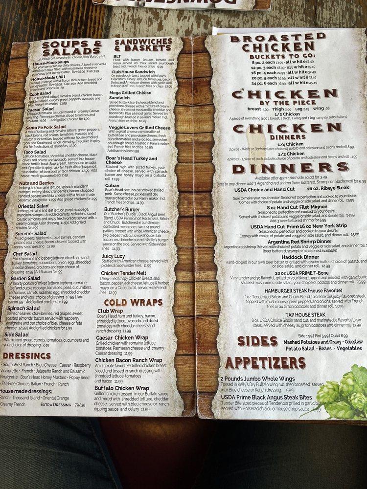 Menu at Kelly's Tap House Bar and Grill, Red Wing