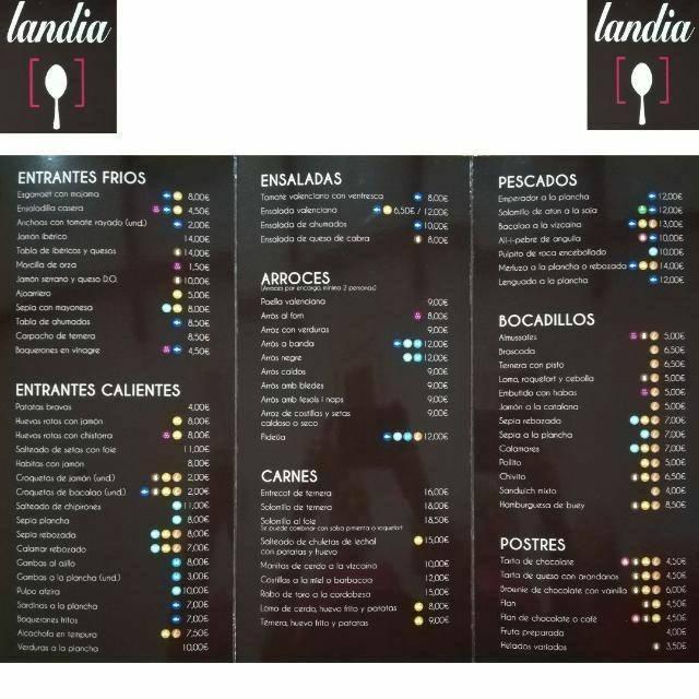 Menu at Restaurante Landia, L'Eliana