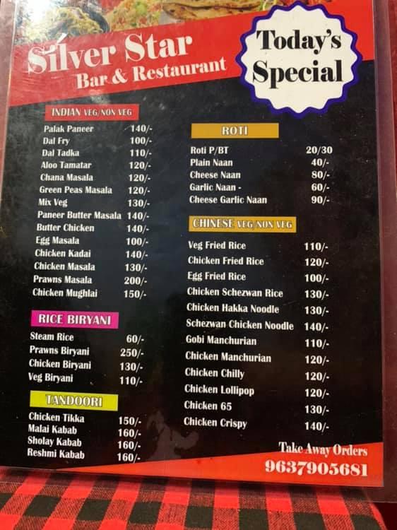 Menu at Silver Star Bar & Restaurant, Cavelossim