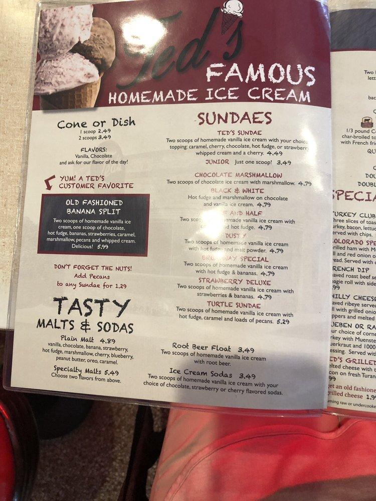 Carta de Ted's Ice Cream & Restaurant, Wauwatosa