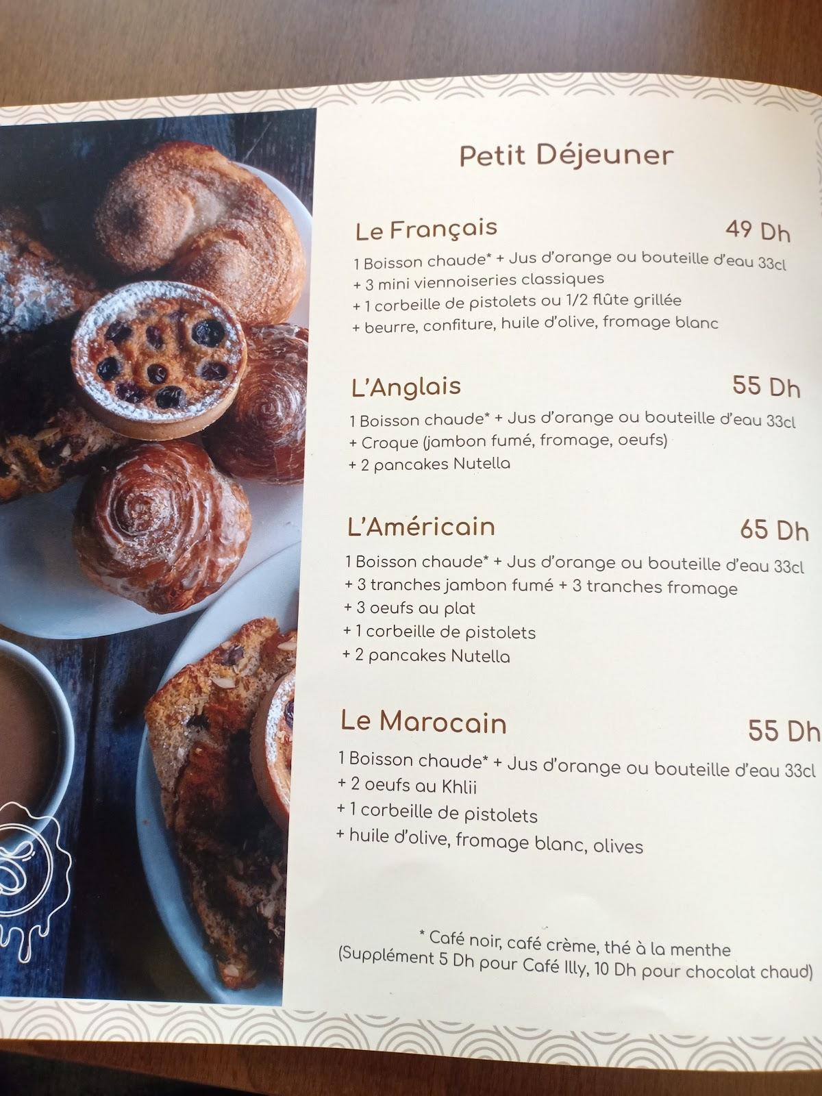 Menu au Café Dupont, Casablanca