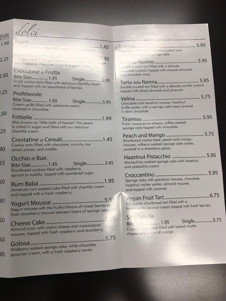 Menu at Carrara's Pastries & Cafe, Agoura Hills, Roadside Dr #107